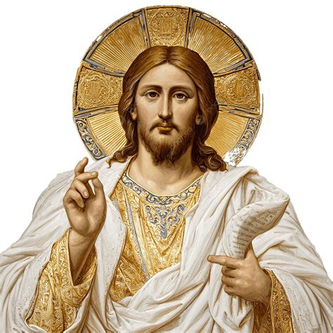Transfigured Christ Pantocrator Iconography In Byzantine Style Reaching