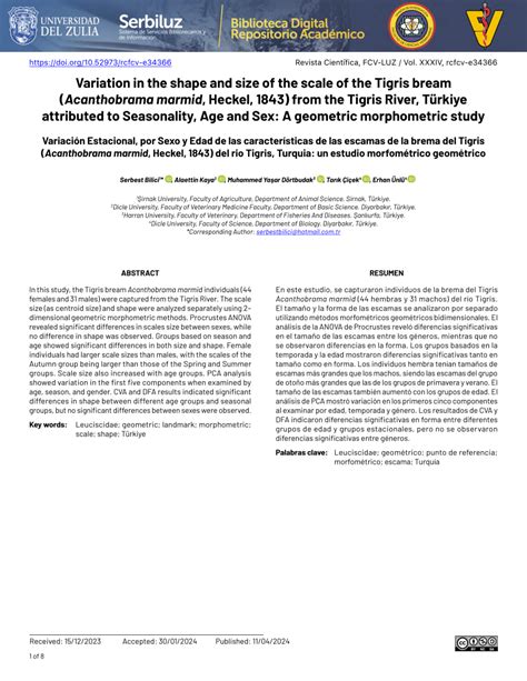 Pdf Variation In The Shape And Size Of The Scale Of The Tigris Bream