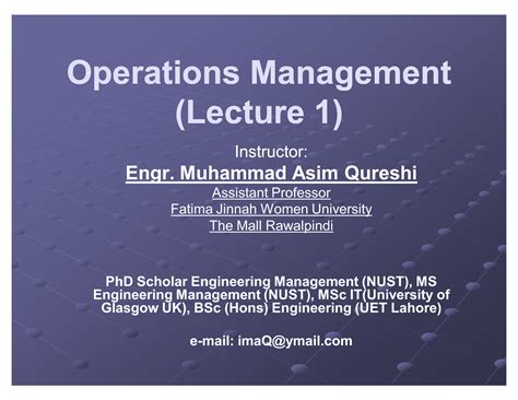 Solution Operations Management Class Lectures49080213 Operations Management Session One 1