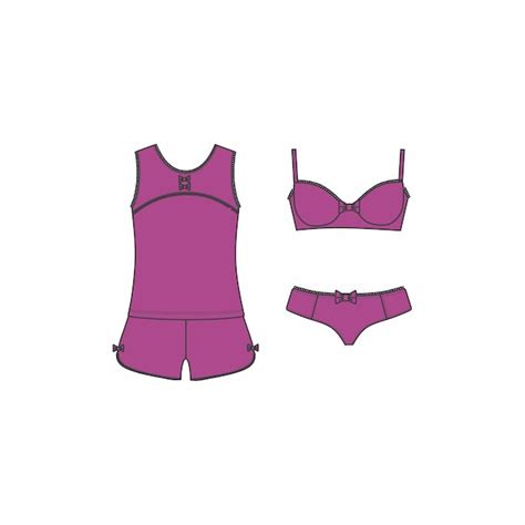 Set Of Lingerie Panties And Bra Pajamas Home Clothes Premium Vector