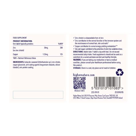 Higher Nature Zinc 90 Tablets Victoriahealth
