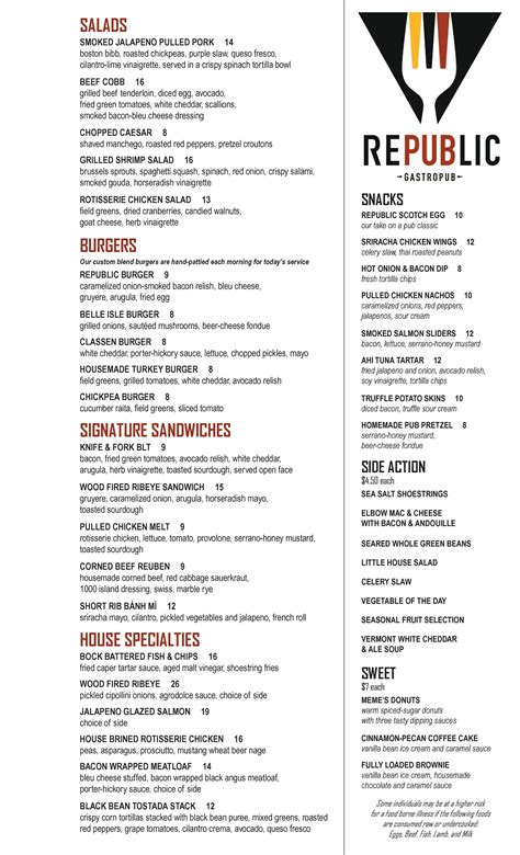 Menu At Republic Gastropub Oklahoma City N Classen Blvd