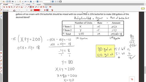 4 5 Objective 3 Setup And Solve Percent Mixture Problems Youtube
