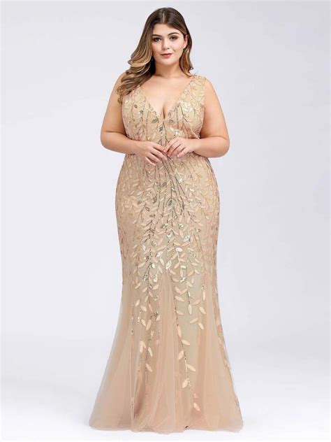 Plus Size Maxi Sequin Formal Dresses And Gowns