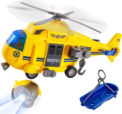 Hersity Rescue Helicopter Toy With Light And Sound Push And Go Cars