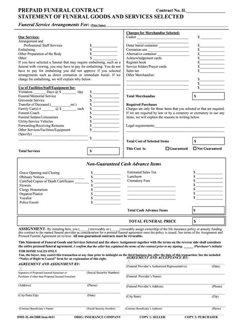 Funeral Contract Pdf Fill Out And Sign Online Dochub