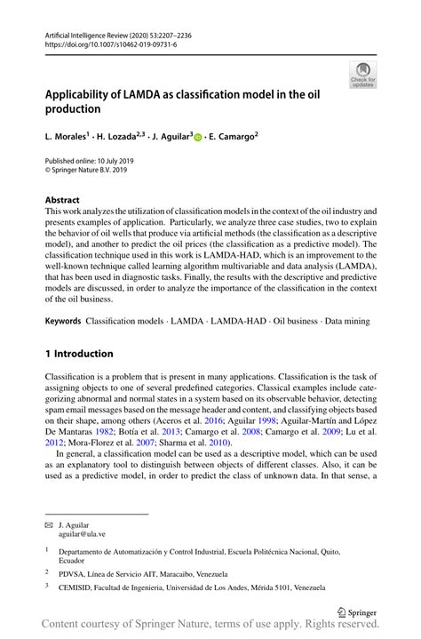 Applicability Of Lamda As Classification Model In The Oil Production
