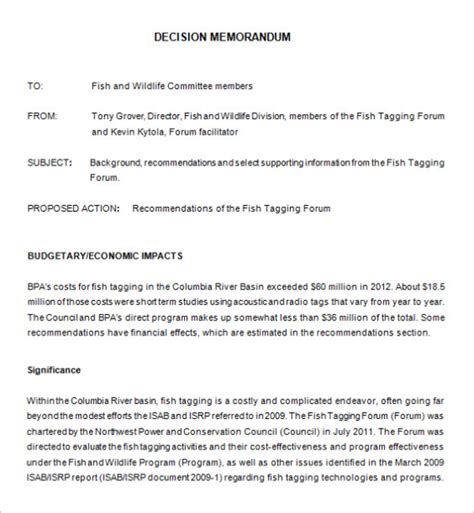 9 Decision Memo Templates Free Word Example Formats
