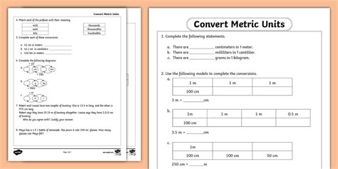 Seventh Grade Convert Metric Units Worksheet Teacher Made