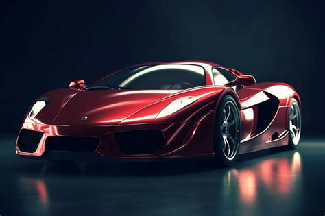 Premium Ai Image A Red Sports Car With The Headlights Turned On