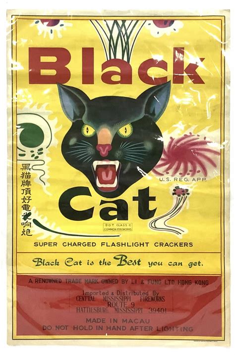 Lot Vintage Black Cat 1 Sheet Fireworks Poster