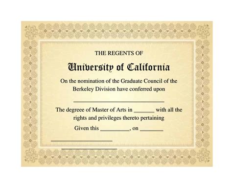 Blank Bachelor Degree Certificate