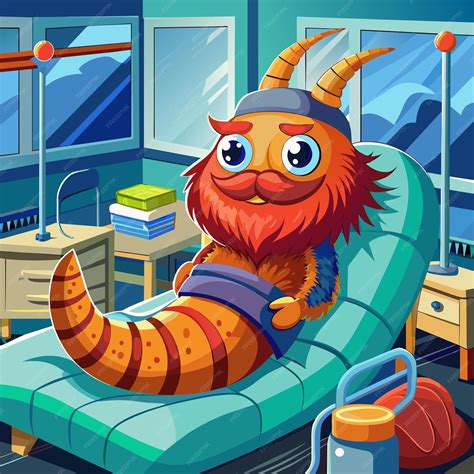 Bearded Fireworm Pathetic Rests Hospital Vector Premium Ai Generated Vector