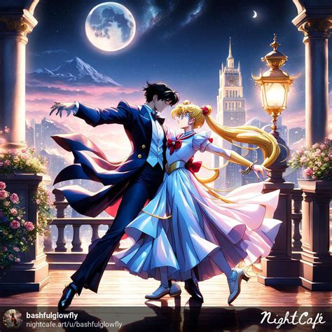 Sailor Moon And Tuxedo Mask Dancing Together Mo By Bashfulglowfly On