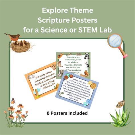 Stem Lab And Science Scripture Posters Explore Theme Classroom Decor
