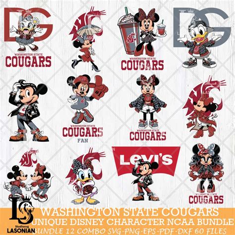 Washington State Cougars Disney Character Ncaa Bundle 12 Lasoniansvg