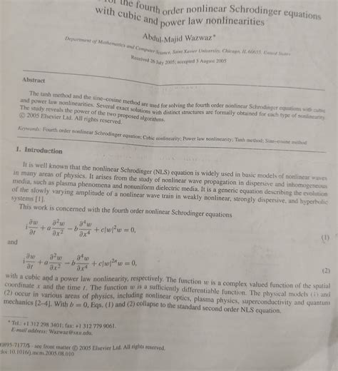 Solved With The Fourth Order Nonlinear Schrodinger Equations