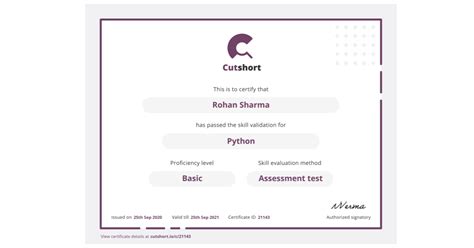 Rohans Skill Certificate For Python Cutshort Rohans Skill Certificate For Python Cutshort