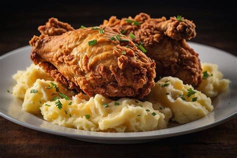 Fried Chicken With Mashed Potatoes Premium Ai Generated Image