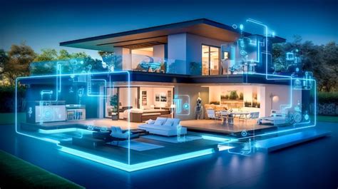 Premium Photo Futuristic Smart Home Concept During The Night