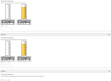 Solved Part Density Of Unknown Uquid What Is The Mes Of Chegg
