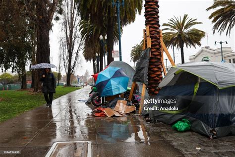 Homeless Tents Are Seen Along Embarcadero Street During Heavy Rain In News Photo Getty Images