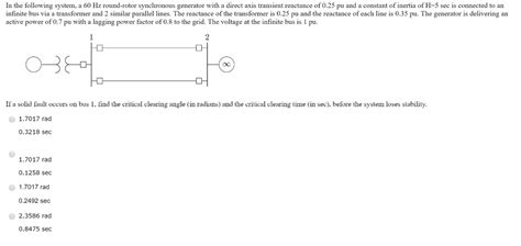 Solved In The Following System A 60 Hz Round Rotor