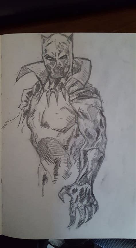 Black Panther Drawing Black And White Art Comic Art Sketch Marvel