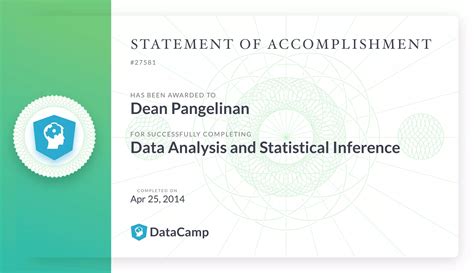 Datacamp Certificate Data Analysis And Statistical Inference Ppt