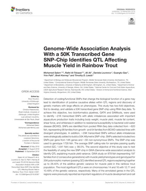 Pdf Genome Wide Association Analysis With A 50k Transcribed Gene Snp