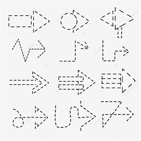 Dashed Arrow Vector Art PNG Dash Arrow Collection Arrow Set Dash
