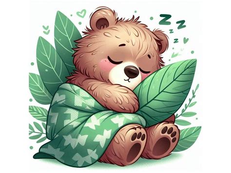 A Sleepy Bear Cub Cuddling With A Soft Graphic By Lineart3 · Creative
