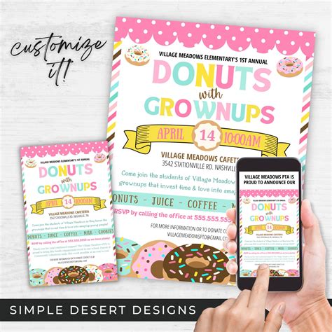 Donuts With Grownups Flyers For Schools Simple Desert Designs