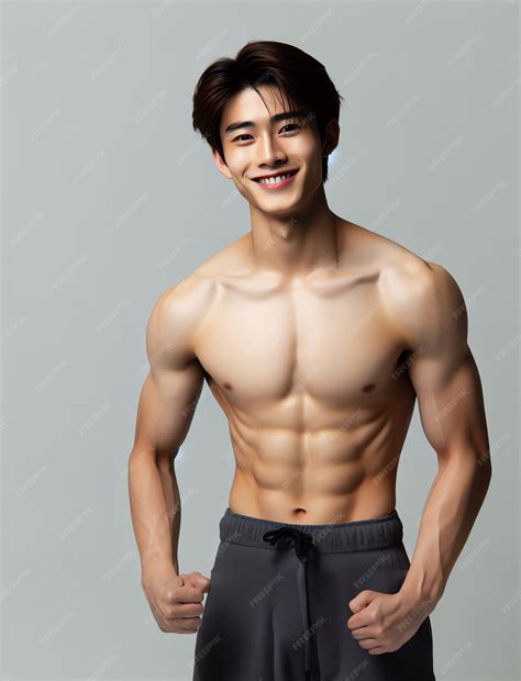 Premium Photo Young Asian Male Model Bright Smile Good Figure