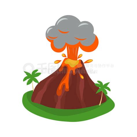 爆炸免抠元素 火山爆发卡通插画 火山爆发卡通插画图片免费下载 5125966050 千图网pro