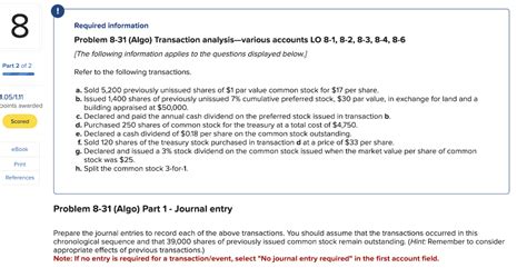 solved problem 8 31 algo transaction analysis various