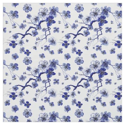 Oriental Sakura Branch Pattern Fabric Zazzle