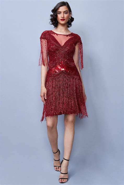 Sybill Fringe Flapper Red Dress