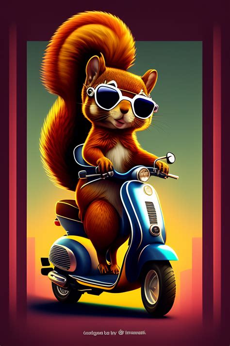 Lexica Squirrel Fursona With Boots Sitting On A Vespa Moped With