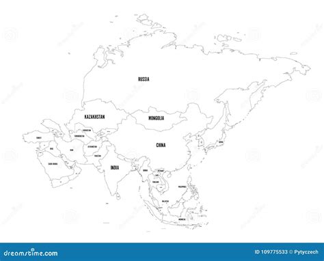 Mapa Físico De Asia En Blanco Y Negro