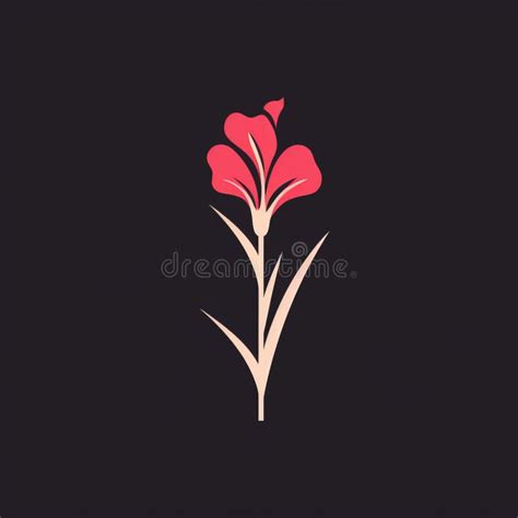 Simplistic Red Flower Logo On Dark Background Minimalist Vector Art Stock Image Image Of