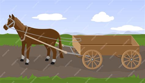 Cavalo De Carroça Vetor Premium