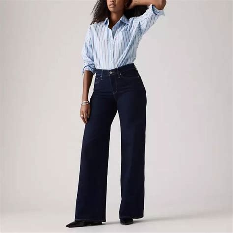 Levis Womens 318 Shaping Wide Leg Jeans Darkest Sky