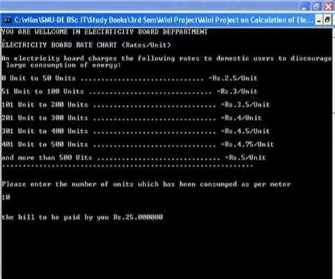 Mini Project On Electricity Bill Calculator In C Language MindStick