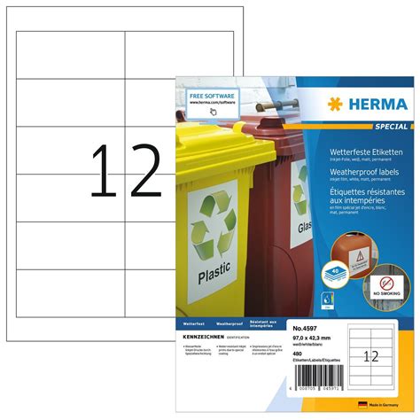 Weatherproof Inkjet Labels A4 97 X 42 3 Mm White Permanent Adhesion