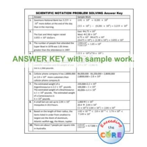 Scientific Notation Word Problems With Graphic Organizer By Exceeding