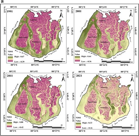 A Different Years Ndsi Maps Of The Study Area B Different Years Ndmi