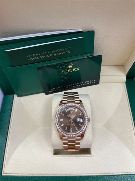 Rolex Everose Gold Day Date 40 Watch Everose Gold Bezel Chocolate