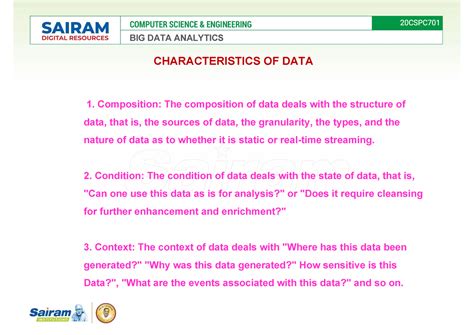 Characteristics Of Big Data CHARACTERISTICS OF DATA Composition The Composition Of Data