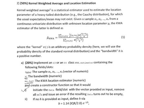 Solved 2 50 Kernel Weighted Average And Location